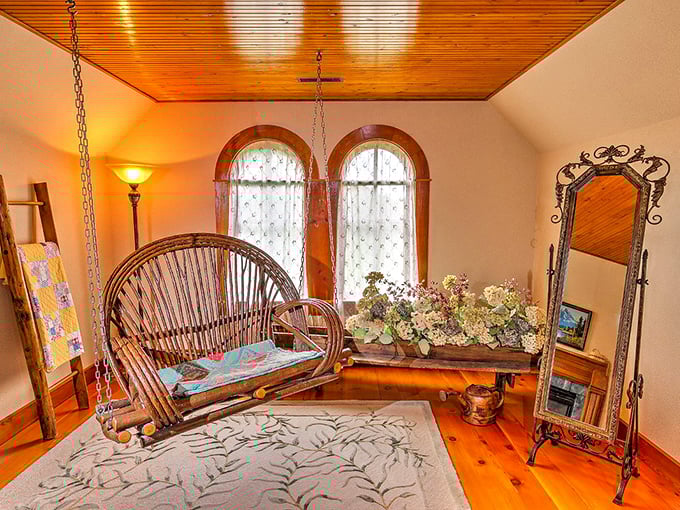 A rocking chair that whispers, "Come, sit a spell." It's the perfect spot for contemplating life or planning your next snack.