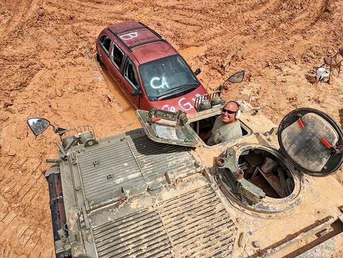 From up here, it's a Matchbox car massacre. Who knew destruction could look so oddly beautiful?