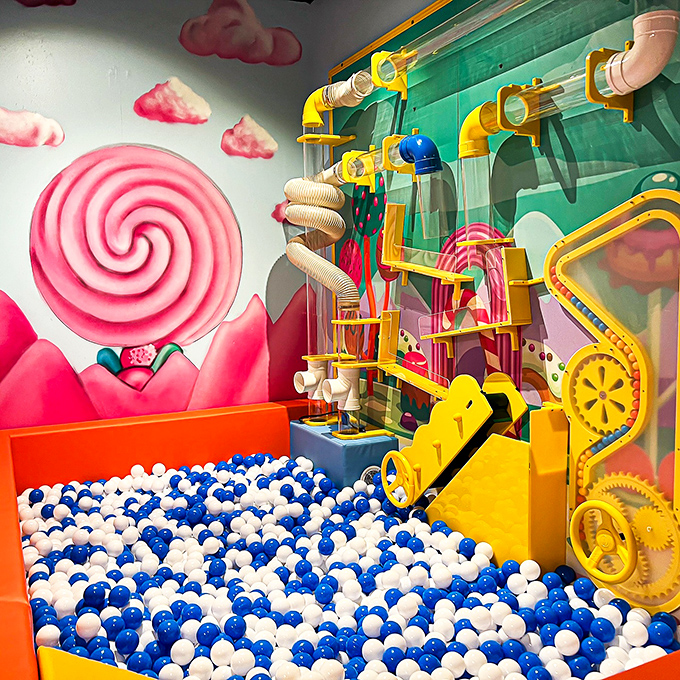 Dive into a pool of plastic spheres - it's like swimming in a giant bowl of cereal, minus the milk (and the nutrition).