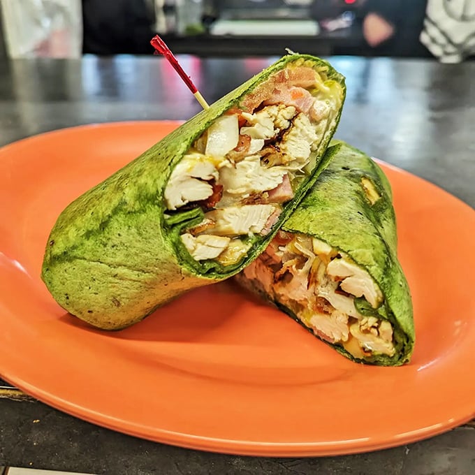 The chicken bacon ranch wrap: For when you can't decide between a salad and a sandwich. It's like a hug for your taste buds!
