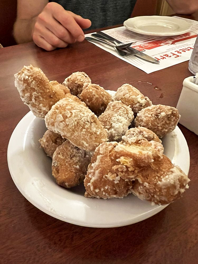 Fritter frenzy! This plate of corn fritters is so tempting, it could make even the most dedicated health nut weak in the knees.