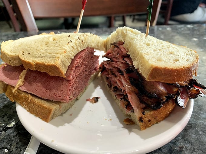 The dynamic duo of deli meats! Corned beef and pastrami join forces in this sandwich, creating a flavor explosion that'll knock your socks off.