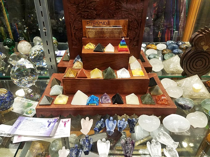 Crystal clear fun! This display is a geology lesson wrapped in mysticism, with enough sparkle to make a disco ball jealous.