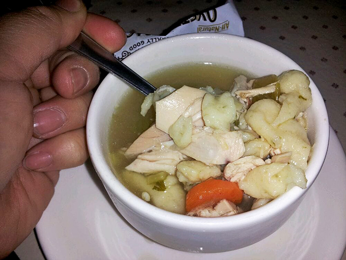 A spoonful of nostalgia! This chicken dumpling soup looks like it could cure everything from the common cold to a case of the Mondays.
