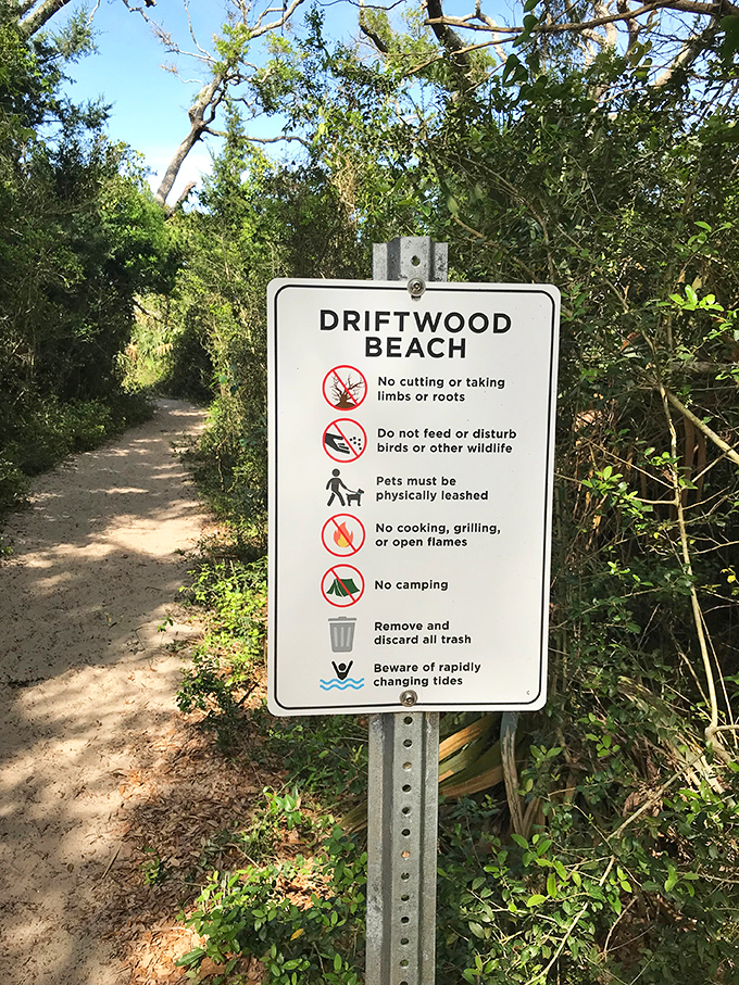 The beach's very own "Ten Commandments." Rule number one: Thou shalt not attempt to recreate "Castaway" scenes.