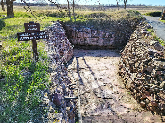 Caution: Slippery when wet! This quarry pit is where history and geology collide in a rocky romance.