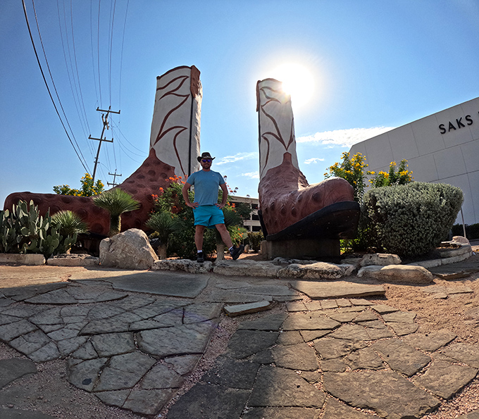 Forget the yellow brick road, follow the giant boot trail! Dorothy would've clicked her heels three times just to avoid these monstrous moccasins.