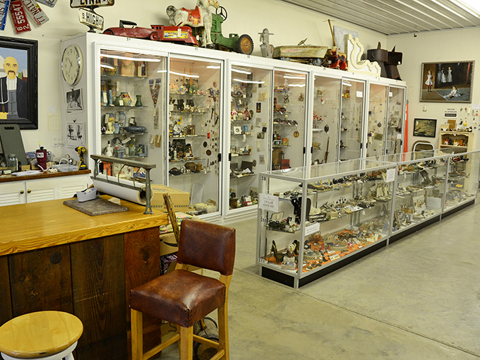 Sparkle and shine! These glass cases are like a museum of everyday life, preserving the knick-knacks that once made a house a home.