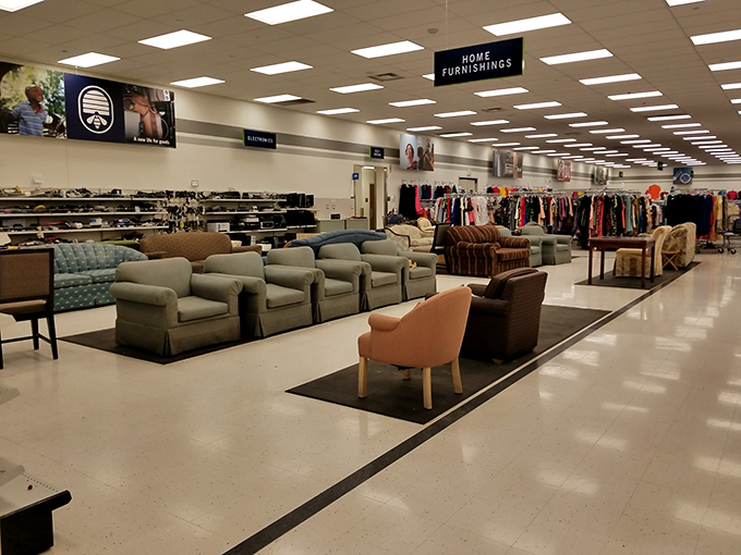 It's like your grandma's living room had a wild night out! This furniture section offers cozy chairs and conversation starters galore.