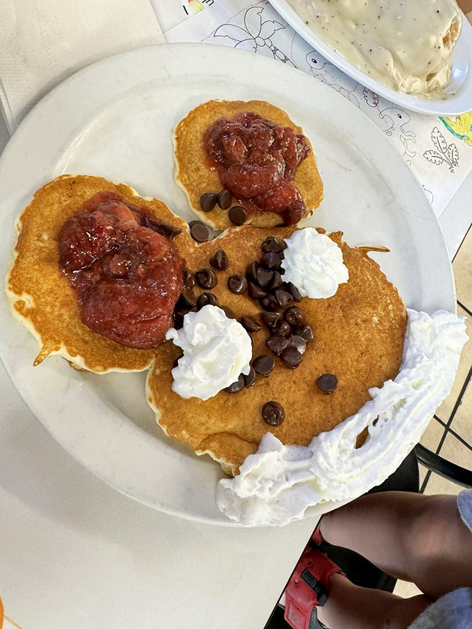 Chocolate chip pancakes that'll make your inner child squeal with delight. Who says you can't play with your food?