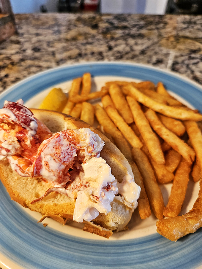 Lobster and fries: the dynamic duo of comfort food. It's like Batman and Robin, if Batman were delicious and Robin were crispy.