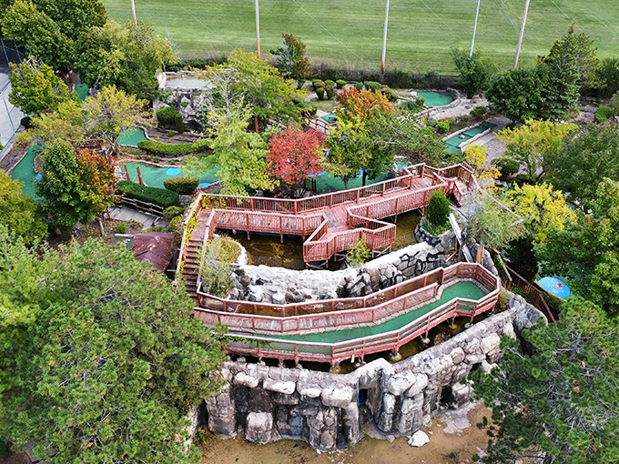 Mini-golf gone wild! This course looks like Mother Nature and a mad architect had a brainstorming session over cocktails.