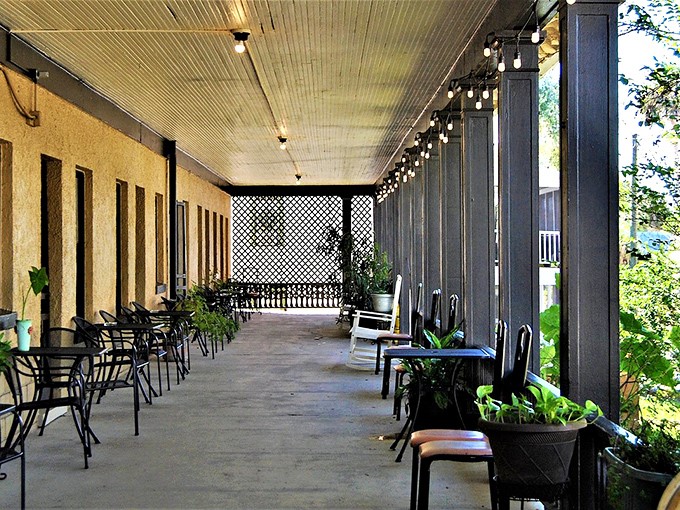 A porch made for ghost-watching... or people-watching. In Cassadaga, it might be hard to tell the difference!
