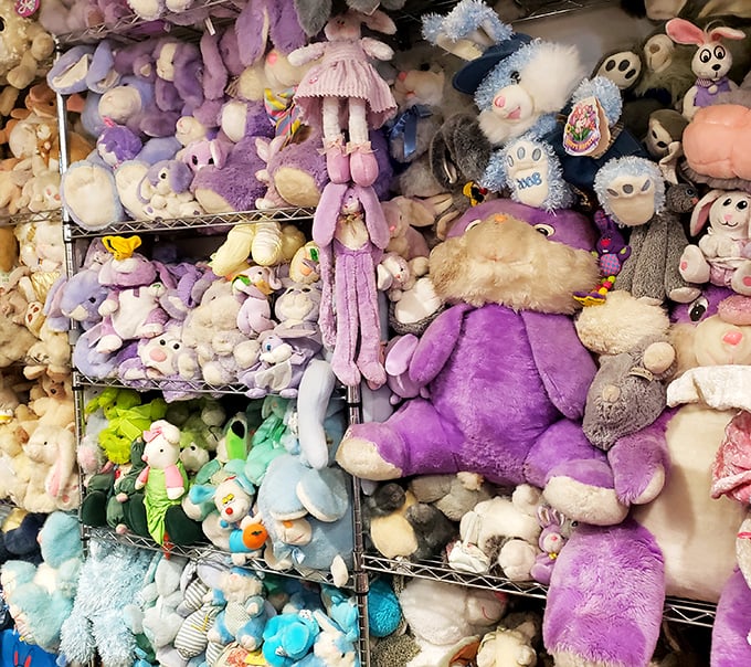 Cuddle central! This fluffy mountain of plush bunnies is like a soft, pastel-colored cloud you'd want to dive into.