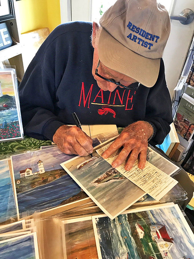 Meet the Picasso of lighthouses! This resident artist captures Nubble's essence faster than you can say "maritime masterpiece."