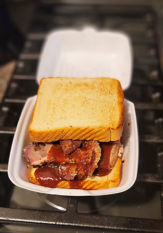 Sandwich perfection achieved! This bad boy is stacked higher than my pile of unread books. But unlike my reading list, it'll disappear quickly.