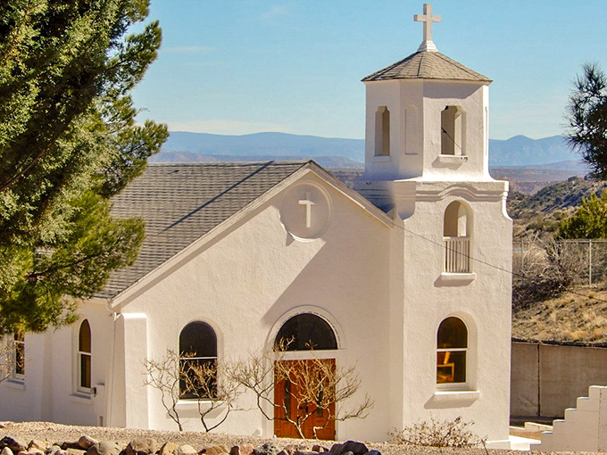 Heavenly architecture! St. Cecilia Church stands pristine against the rugged backdrop, a spiritual oasis that's picture-perfect from every angle.