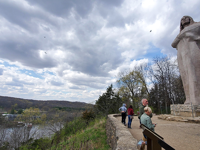 Sightseers taking in the view. It's like a Renaissance painting, but with more comfortable shoes and fewer plagues.
