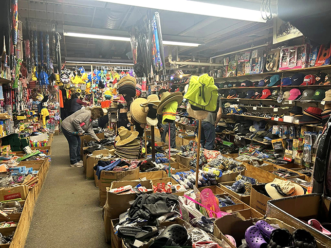 A shopper's paradise or organized chaos? This aisle is a testament to the old saying, "One man's trash is another man's treasure."