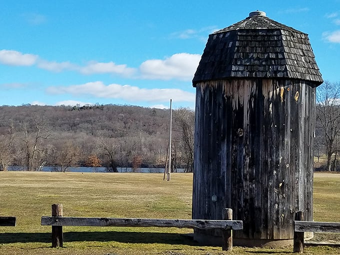 Is it a time machine or a rustic outhouse? This wooden structure adds a touch of pioneer chic to your outdoor adventure.