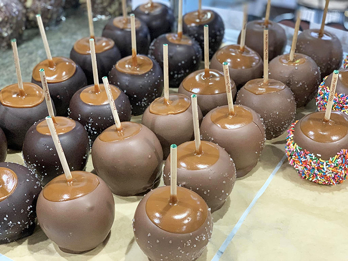 Candy apples that put Snow White's temptation to shame. These glossy beauties are almost too pretty to eat... almost.