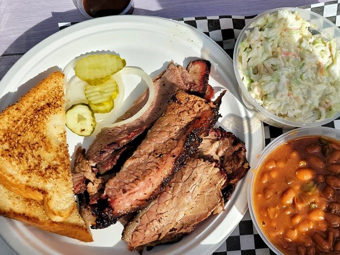Behold, the brisket of champions! Each slice is a testament to patience, skill, and the magic that happens when meat meets smoke. Resistance is futile.