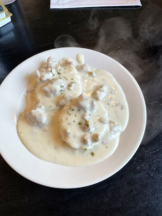 Biscuits and gravy: The South's gift to comfort food. It's like a warm, creamy hug for your insides.
