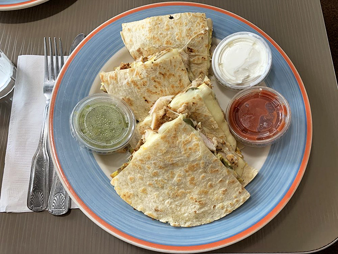 Breakfast quesadilla: Where tortillas meet morning magic. It's like your favorite omelet and taco had a delicious love child.