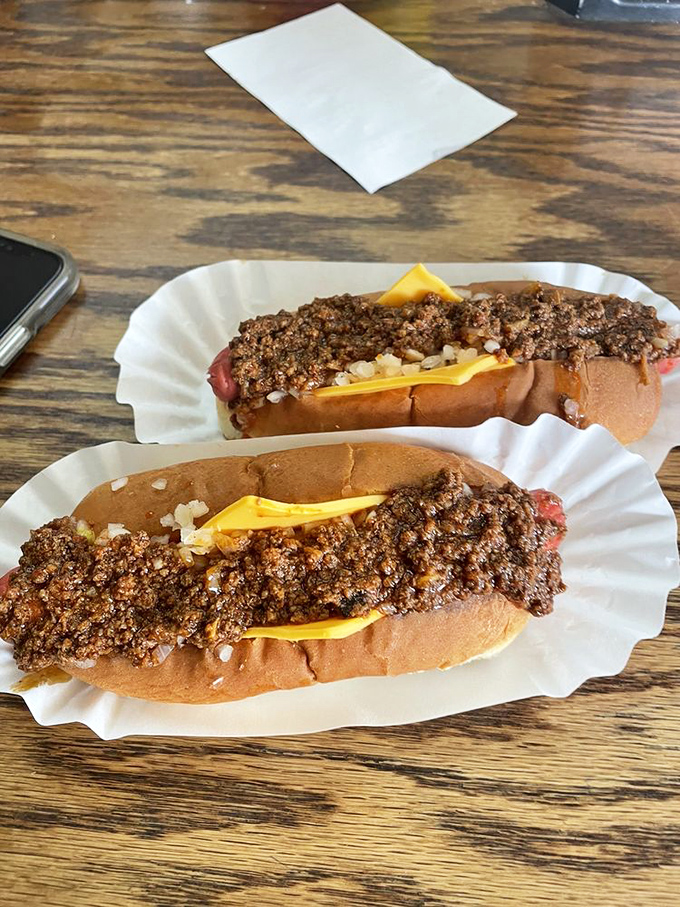 Chili cheese dogs: Where messy meets marvelous. Napkins are not just recommended; they're a survival tool.