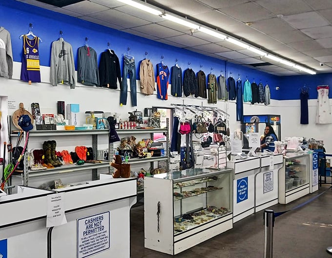 The thrift store command center, where hidden gems are priced and dreams of vintage Chanel are crushed or realized.