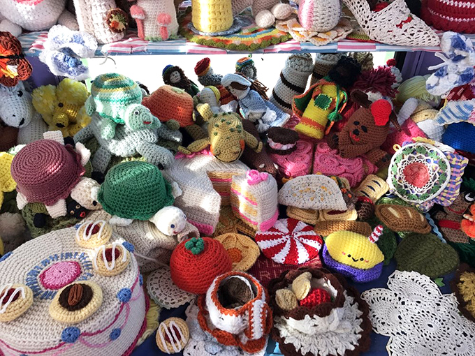 It's raining yarn, hallelujah! This colorful cascade of crocheted critters is like a ball pit for grown-ups&mdash;minus the risk of finding a lost shoe.