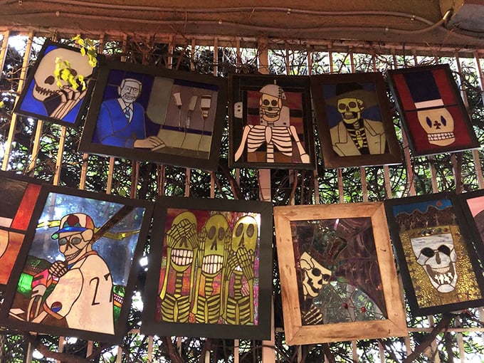 Art to die for! These frames showcase death in all its colorful glory. It's like a Picasso fever dream met the Addams Family.