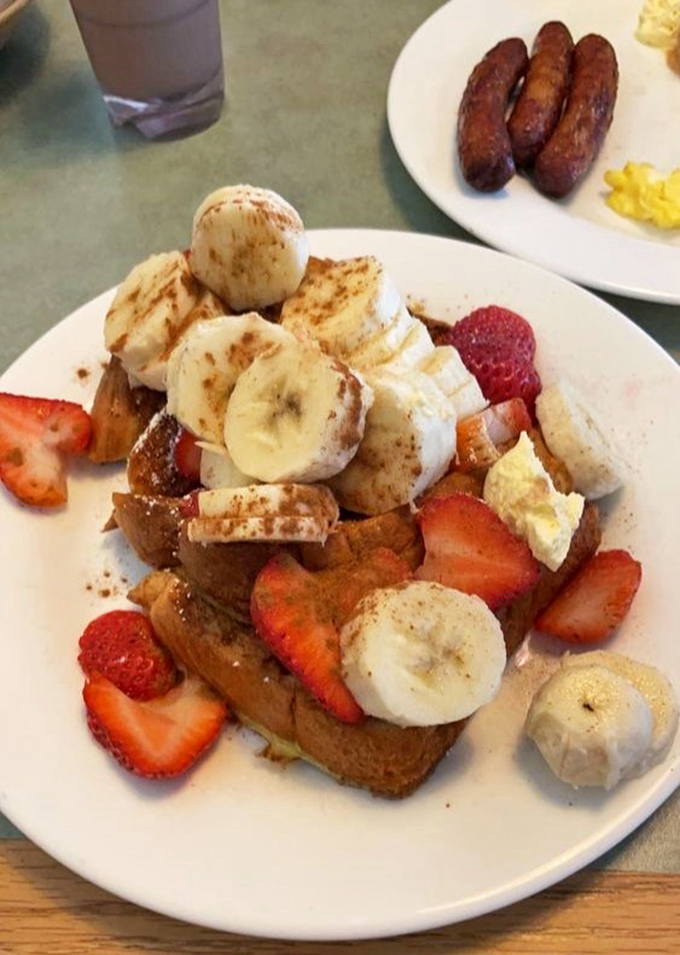 French toast that's having an identity crisis. Is it breakfast? Is it dessert? Who cares when it tastes this heavenly?