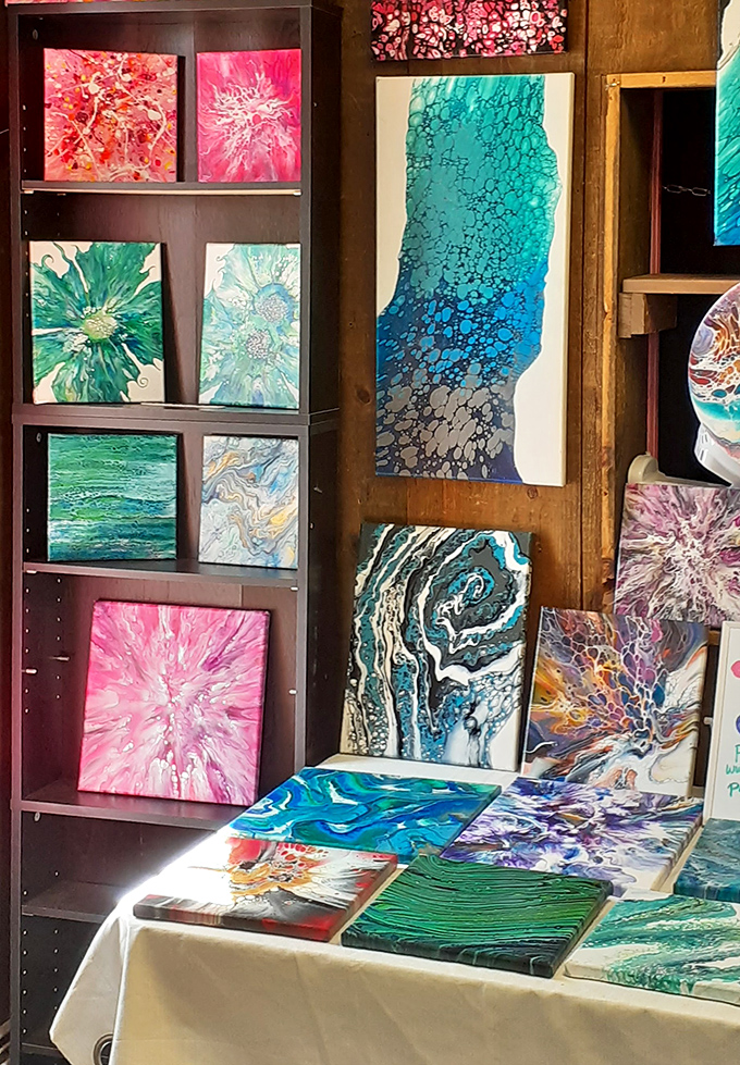 Abstract explosions of color that would make Jackson Pollock proud. Art for every mood and every blank wall.