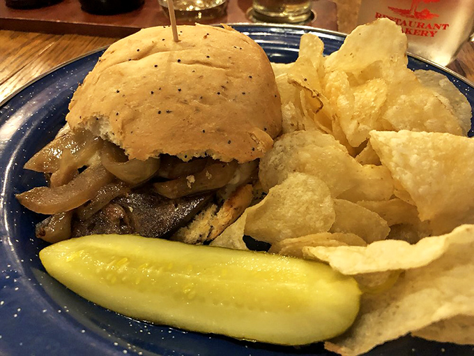 The Pot Roast Sandwich: where Sunday dinner meets handheld convenience. It's like a hug from grandma, if grandma was a culinary genius.