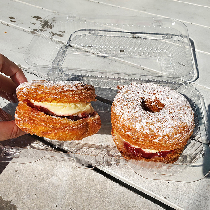 It's a bird! It's a plane! No, it's a donut sandwich! This creation proves that sometimes, the best things in life come between two pieces of fried dough. 