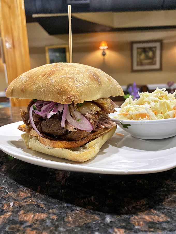 Behold the sandwich that puts ordinary lunches to shame. Piled high with tender meat and crisp veggies, it's a handheld feast fit for a king.