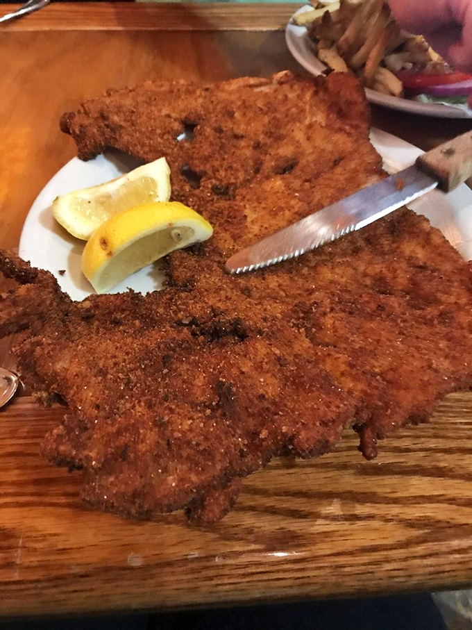 Schnitzel that's bigger than your plate? Now that's what I call a happy problem!