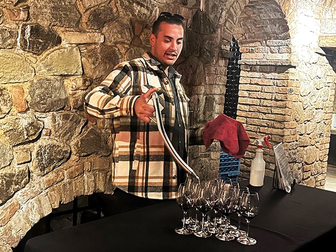 Watch as our friendly wine wizard conjures up the perfect pour. No magic wand needed &ndash; just years of expertise and a dash of Napa charm.