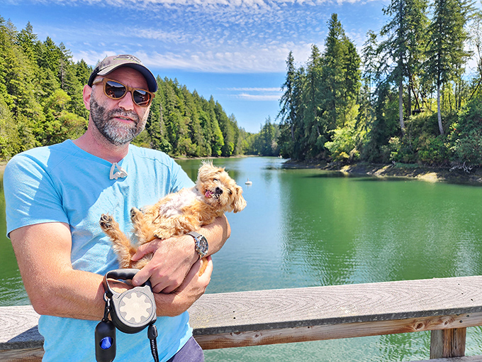 Man's best friend meets nature's best view. This pup's living its best "Homeward Bound" adventure.