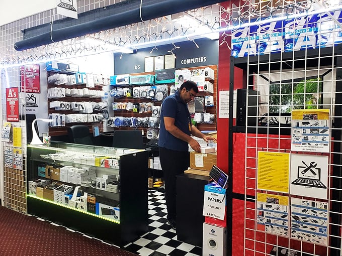 Tech haven in swap meet heaven! This booth is where gadget dreams come true, offering everything from retro gaming to cutting-edge accessories.