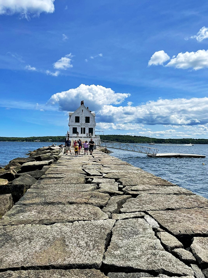 Lighthouse pilgrims on their way to the nautical promised land. Who needs a pot of gold when you've got a beacon at the end of the rainbow?
