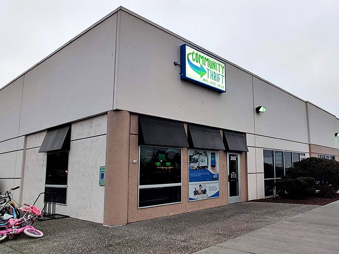 Community Thrift: Where every purchase is a plot twist. Will it be vintage vinyl or a ceramic cat? The suspense!