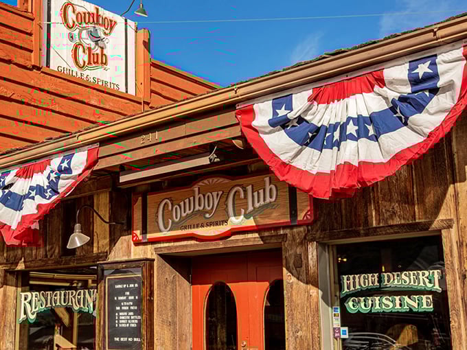 Cowboy Club: John Wayne meets Gordon Ramsay! This wooden facade promises a showdown between your taste buds and some seriously good grub.