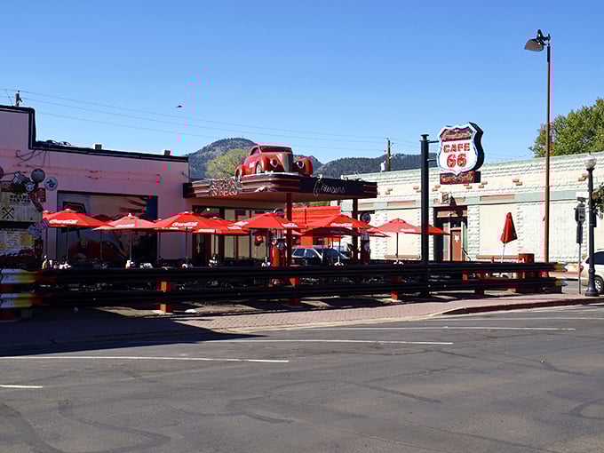 Cruiser's Route 66 Café: Where the neon shines brighter than a supernova and the burgers are more American than apple pie.
