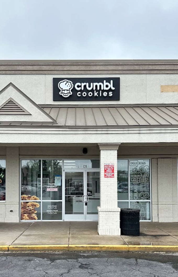 Crumbl: Where cookies go to fulfill their destiny! This clean, modern storefront is like a portal to a world where every day is cheat day.