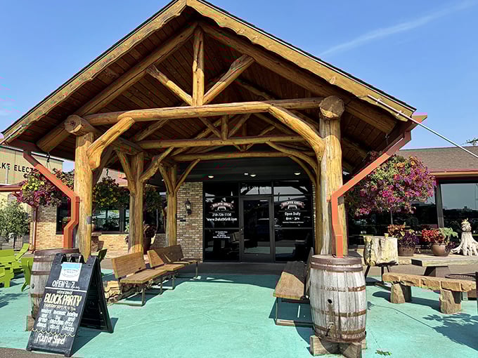 Rustic chic meets comfort eats! Duluth Grill's entrance is like a warm welcome from a lumberjack chef. Flannel shirts optional, hearty appetites required!