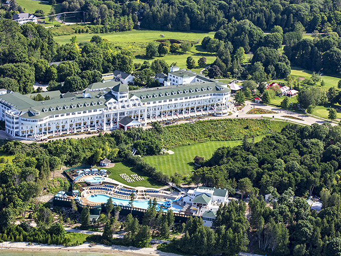 The Grand Hotel: Mackinac Island's crown jewel. Where fudge meets fancy, and bicycles replace limos.