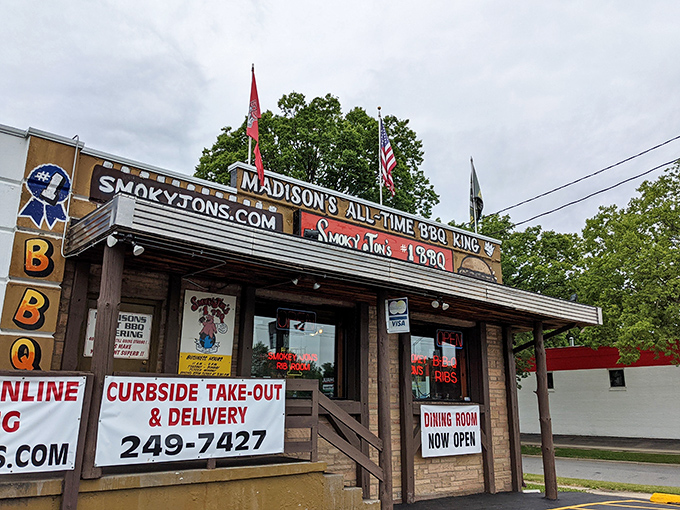 Smoky Jon's #1 BBQ: Where the sign promises royalty, and the flavors deliver a meaty coronation. All hail the BBQ king of Madison!