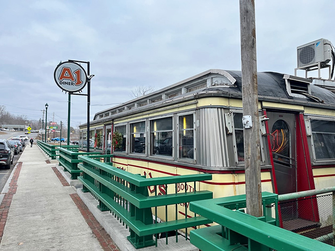 The A1 Diner: Balancing on stilts and serving up nostalgia. It's like a time machine, but with better coffee.